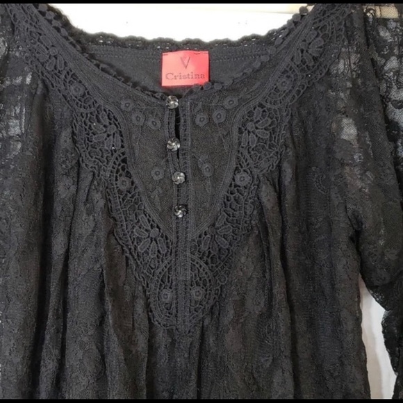 V Cristina | Tops | V Cristina Lace Tunicdress Black | Poshmark